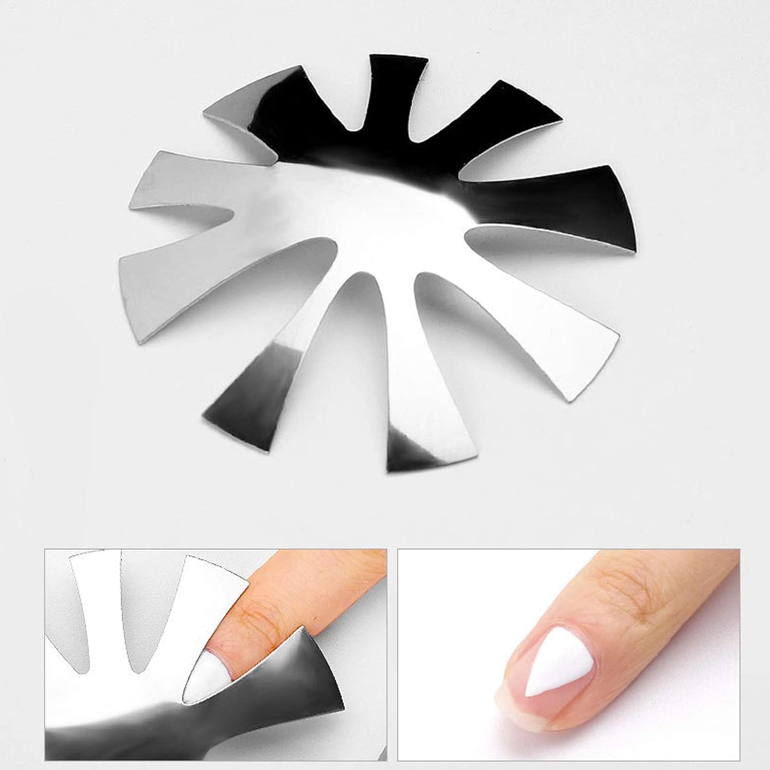 Silver Acrylic French Nails Nail Cutter Almond Shape Tips Manicure Edge Trimmer Pro 9 Size Easy French Smile Cut V Line Easy French Cutter Nail Art Tool Kit Acrylic Nail Tools