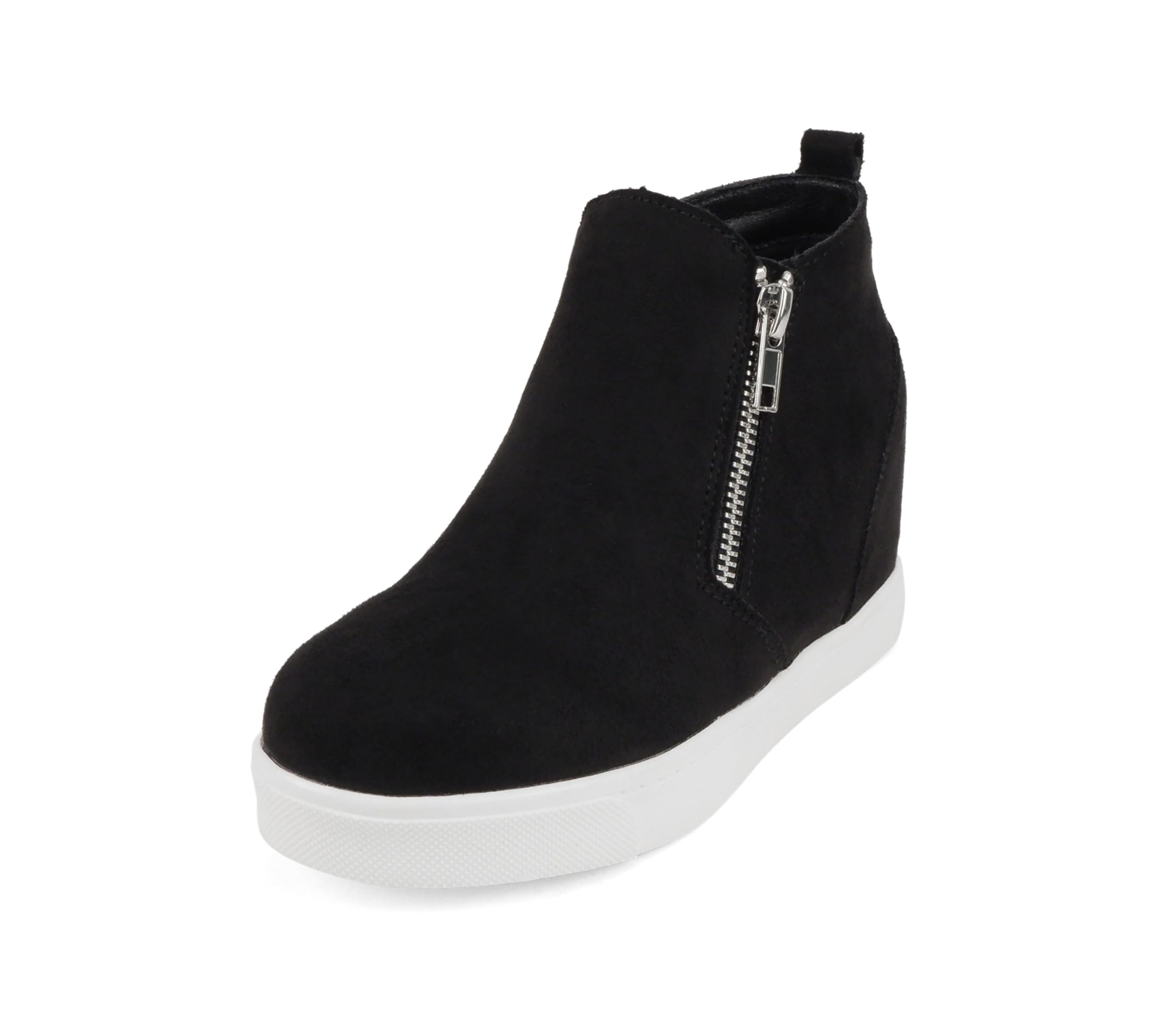 Soda Kids/Children/Girls Taylor-2 Hidden Wedge Booties Fashion Sneaker Shoes Side Zipper (Black Imit Suede, Numeric_2)