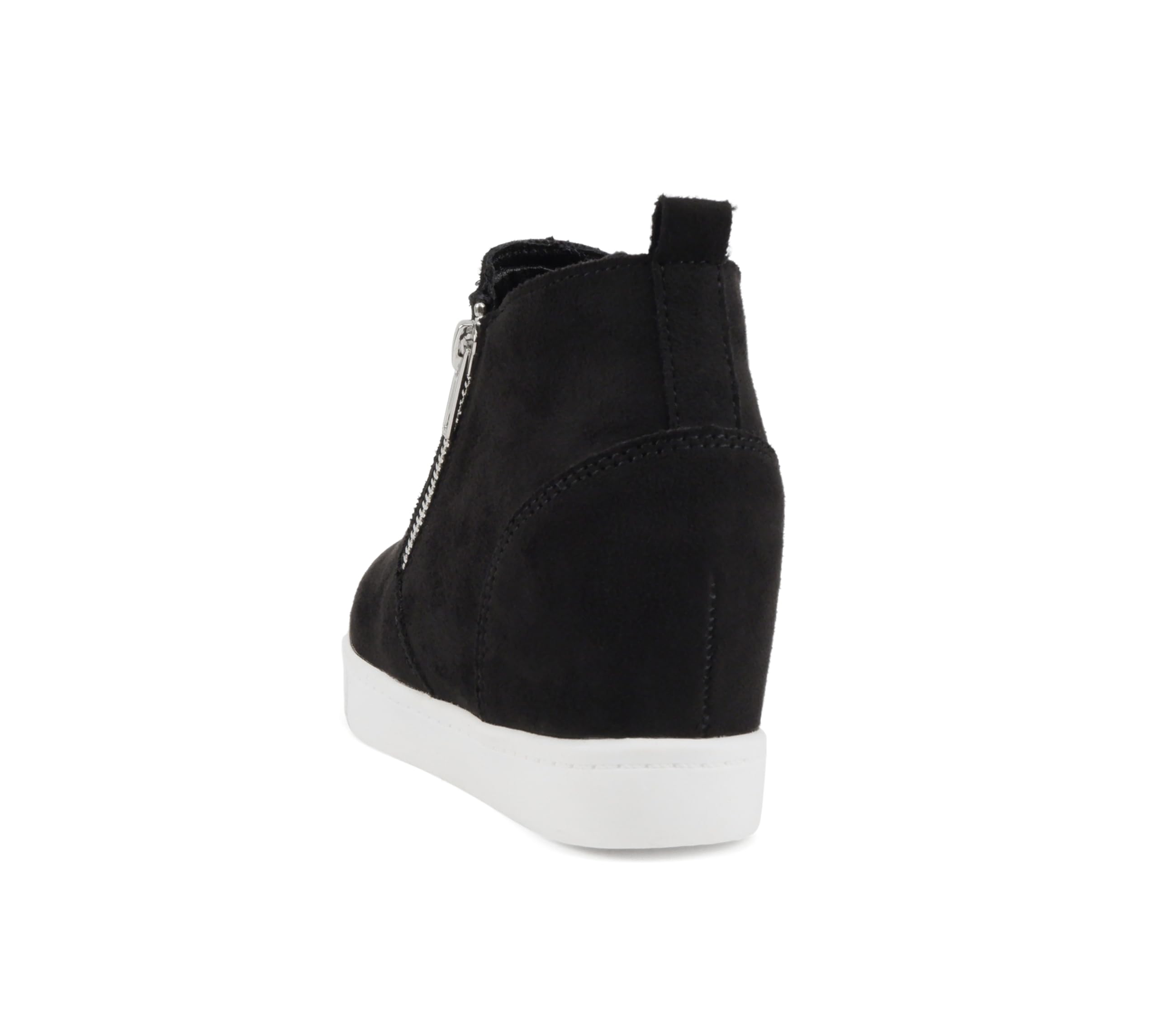 Soda Kids/Children/Girls Taylor-2 Hidden Wedge Booties Fashion Sneaker Shoes Side Zipper (Black Imit Suede, Numeric_2)