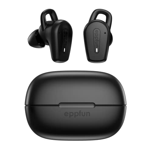 eppfun Hybrid Active Noise Cancelling Wireless Earbuds, Qualcomm AptX-Adaptive HiFi Earbuds, Bluetooth 5.2 in-Ear Detection Headphones, 6-Mic Headset, 32H Playtime, Game Mode Low Latency Earphones