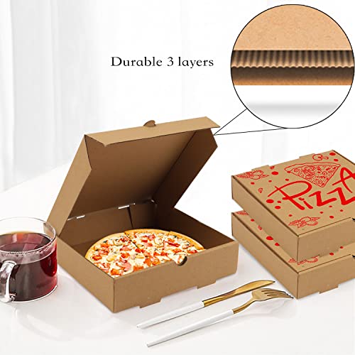 Zitonyang Pizza Boxes,15 Pack Cardboard Pizza Boxes Kraft Corrugated Pizza Boxes Cardboard Boxes Take Out Containers,Square Pizzeria Bakery Packaging Box,Takeaway Mailing Shipping(Red)