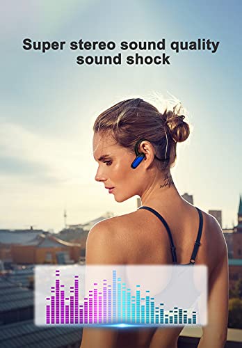 Open Ear Wireless Bone Conduction Headphones, Bluetooth 5.0 Wireless Earphones, High Sound Quality, Waterproof Sports Open-Ear Headsets for Running Hiking Driving Bicycling (Blue)