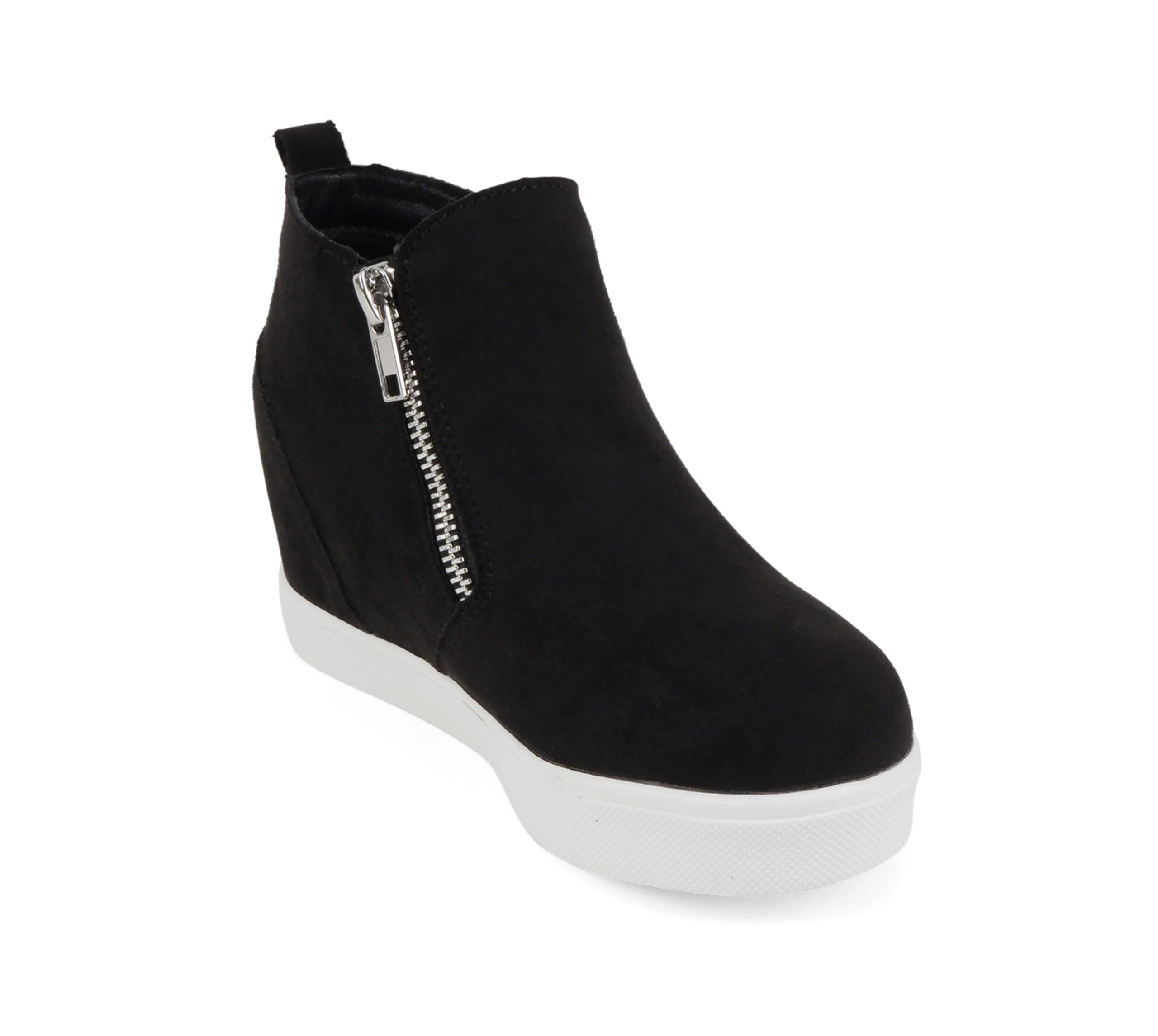 Soda Kids/Children/Girls Taylor-2 Hidden Wedge Booties Fashion Sneaker Shoes Side Zipper (Black Imit Suede, Numeric_2)