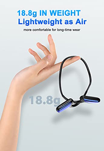 Open Ear Wireless Bone Conduction Headphones, Bluetooth 5.0 Wireless Earphones, High Sound Quality, Waterproof Sports Open-Ear Headsets for Running Hiking Driving Bicycling (Blue)