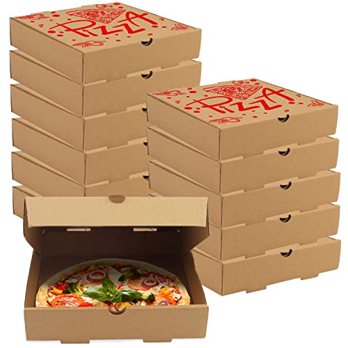 Zitonyang Pizza Boxes,15 Pack Cardboard Pizza Boxes Kraft Corrugated Pizza Boxes Cardboard Boxes Take Out Containers,Square Pizzeria Bakery Packaging Box,Takeaway Mailing Shipping(Red)
