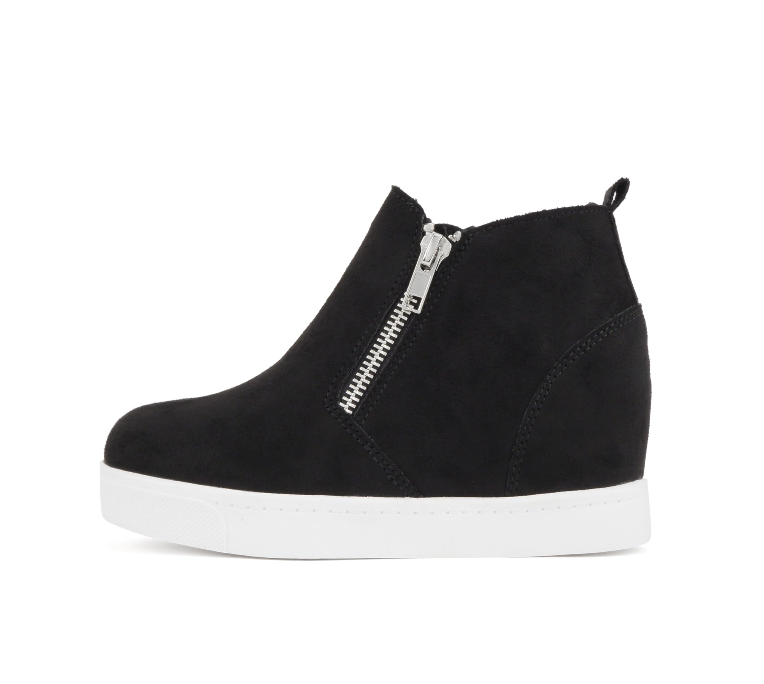 Soda Kids/Children/Girls Taylor-2 Hidden Wedge Booties Fashion Sneaker Shoes Side Zipper (Black Imit Suede, Numeric_2)