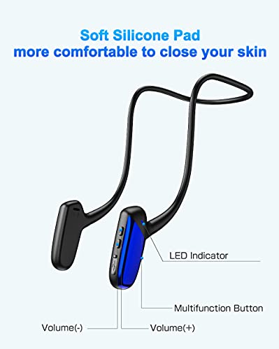 Open Ear Wireless Bone Conduction Headphones, Bluetooth 5.0 Wireless Earphones, High Sound Quality, Waterproof Sports Open-Ear Headsets for Running Hiking Driving Bicycling (Blue)