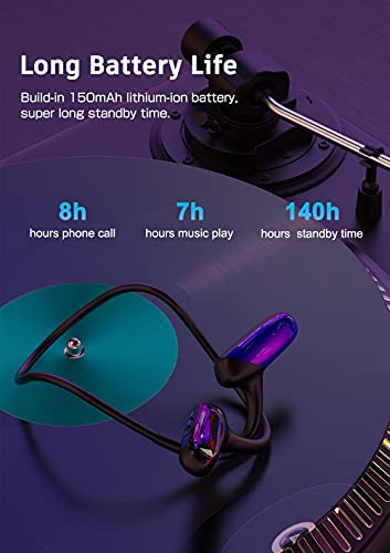 Open Ear Wireless Bone Conduction Headphones, Bluetooth 5.0 Wireless Earphones, High Sound Quality, Waterproof Sports Open-Ear Headsets for Running Hiking Driving Bicycling (Blue)