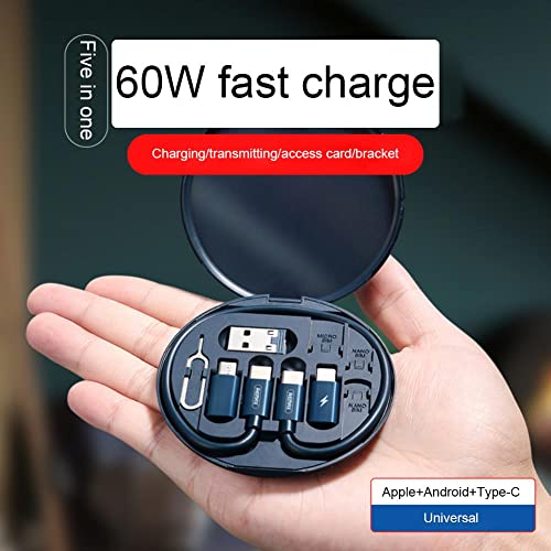 MAOPING USB Adapter Cable Conversion Storage Box, Multi-Type Charging Line Convertor Lightning Type C Micro Data Transfer Tool (Black)