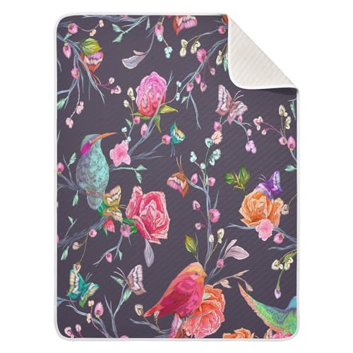 Kigai Floral Bird Pattern Baby Blanket for Boys Girls, Swaddle Blankets Soft Cozy Nursery Receiving Blankets Travel Blanket Throw Blankets for Toddler Newborn, 30 x 40 Inch