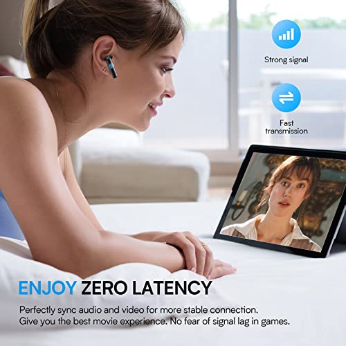 Lasuney T72 True Wireless Earbuds, IPX7 Waterproof Bluetooth Earbuds, 30H Cyclic Playtime Headphones with Charging Case and mic for iPhone Android, in-Ear Stereo Earphones Headset for Sport