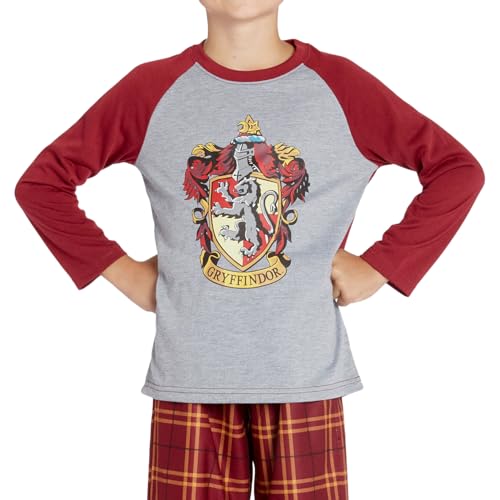Harry Potter Pajamas Little And Big Boys Raglan Shirt And Pants Sleepwear Set- (Gryffindor, Medium, 8)
