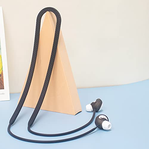 smaate Anti-Lost Strap Compatible with iLuv TB100 Earbuds, Soft Silicone Cord for Sports, Black