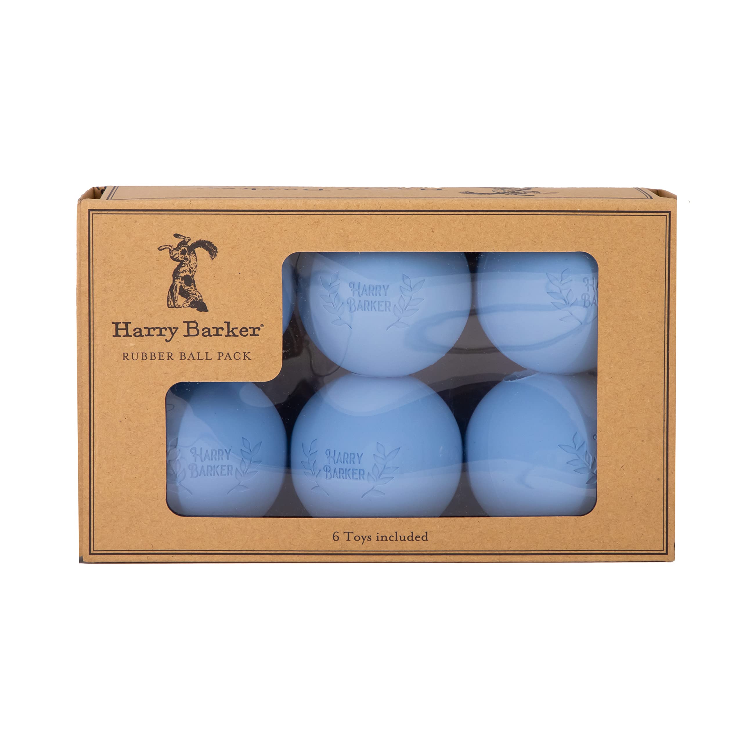 Harry Barker Rubber Balls and Rubber Chew Stick, Rubber Bone for Dogs - 2.5" Rubber Balls - 6 Pack