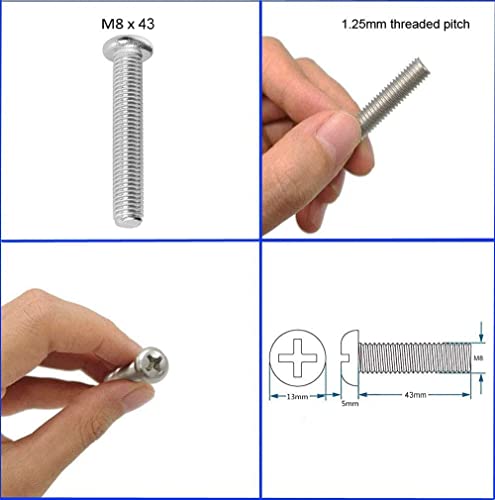 Wall Mounting Screws Bolts for Samsung TV - M8 x 43mm with Thread Pitch 1.25mm, Solid Screw Bolt Hardware for Mounting Samsung TV, TV Mounting Bolts Work with Samsung 50β 55" 65" 75" 6, 7, 8 Series TV