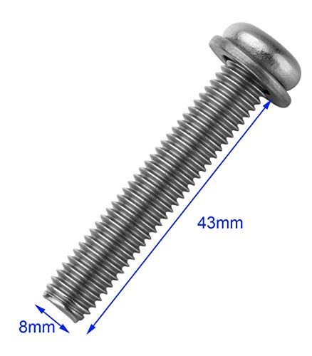 Wall Mounting Screws Bolts for Samsung TV - M8 x 43mm with Thread Pitch 1.25mm, Solid Screw Bolt Hardware for Mounting Samsung TV, TV Mounting Bolts Work with Samsung 50β 55" 65" 75" 6, 7, 8 Series TV