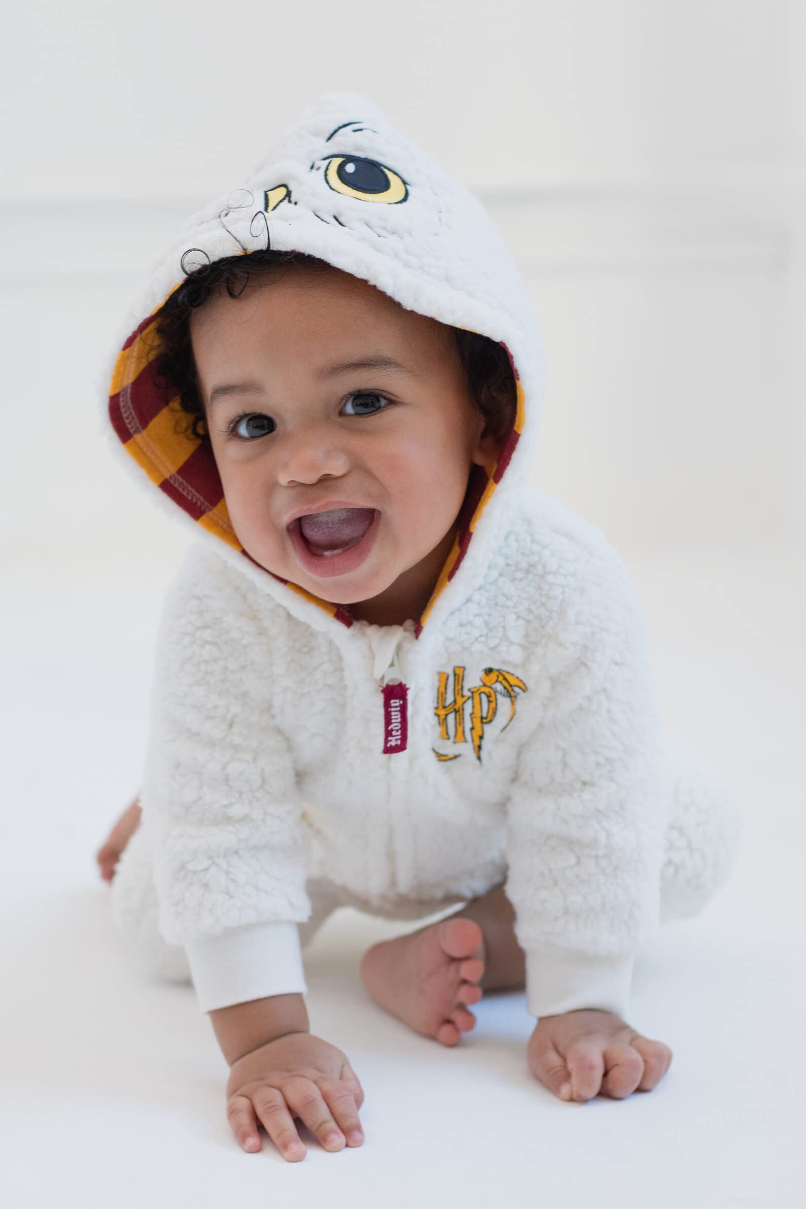 Harry Potter Hedwig Owl Newborn Baby Boys Zip Up Costume Coverall White Newborn