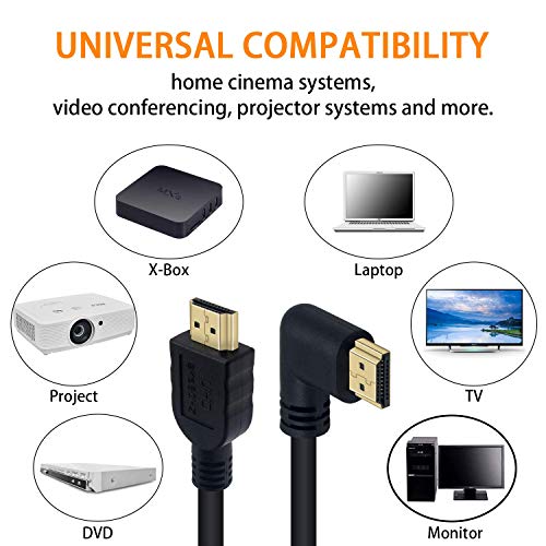 Poyiccot 8K HDMI 2.1 Cable 6feet,8K HDMI 48gbps 90 Degree Right Angle HDMI to HDMI Cable, HDMI 2.1 Cable with 8K 60Hz Video and 3D HDR for TV/Xbox /PS4 /PS5(M/M Right)