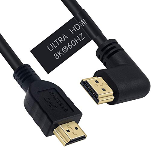 Poyiccot 8K HDMI 2.1 Cable 6feet,8K HDMI 48gbps 90 Degree Right Angle HDMI to HDMI Cable, HDMI 2.1 Cable with 8K 60Hz Video and 3D HDR for TV/Xbox /PS4 /PS5(M/M Right)