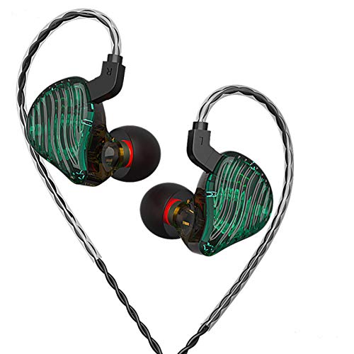 CVJ CSE in Ear Earbuds,1 Dynamic and 1 Balanced Armature CVJ Headphone, in Ear Headphone Extra Bass Earbuds with 2 Pin Detachable Cable for Church, Band Practise (Green Without Mic)