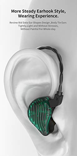 CVJ CSE in Ear Earbuds,1 Dynamic and 1 Balanced Armature CVJ Headphone, in Ear Headphone Extra Bass Earbuds with 2 Pin Detachable Cable for Church, Band Practise (Green Without Mic)