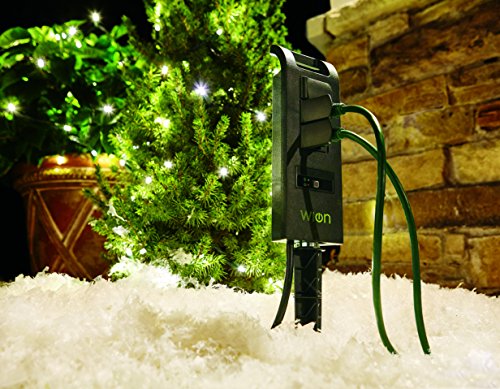 WiOn 50063 Smart Plug-In Indoor and Outdoor Wi-Fi Switch and Yard Stake Bundle, 1 Grounded Outlet and 3 Grounded Outlets