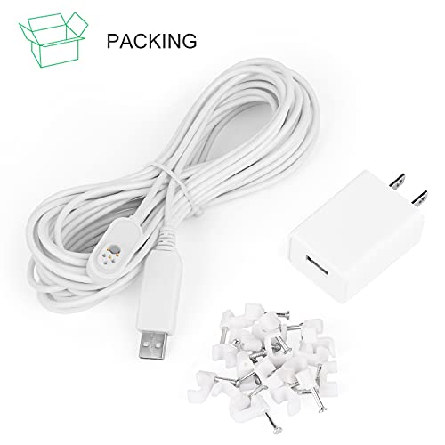 30FT Magnetic Charging Cable with Power Adapter for Arlo Pro4 and Ultra 2, Continuous Outdoor Power Supply for Your Arlo Security Camera (White)