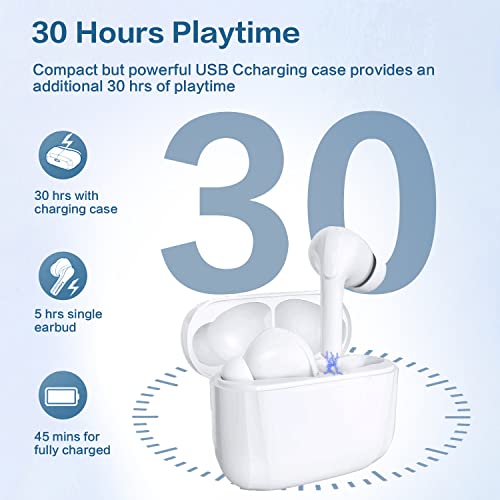 Wireless Earbuds,Bluetooth 5.1 Earbuds in Ear with Noise Cancelling Mic,Hi-Fi Stereo Bluetooth Headphones 30H Playtime IPX6 Waterproof Earphones,Pop-ups Auto Pairing Headset for Sport Home Office