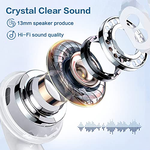 Wireless Earbuds,Bluetooth 5.1 Earbuds in Ear with Noise Cancelling Mic,Hi-Fi Stereo Bluetooth Headphones 30H Playtime IPX6 Waterproof Earphones,Pop-ups Auto Pairing Headset for Sport Home Office