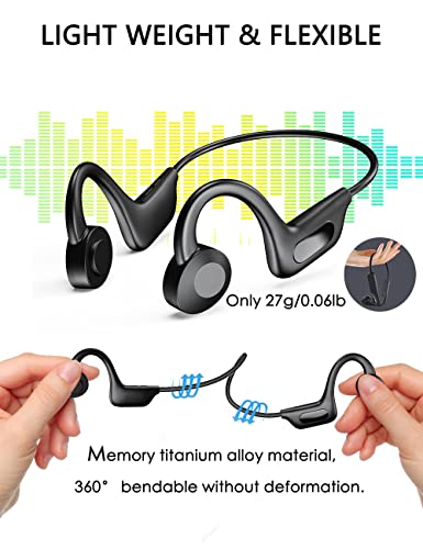 Gorbiller Bone Conduction Headphones,Open Ear Bluetooth Wireless Headphones with Microphone,Noise Canceling Sweatproof Ultralight Workout Headphones for Running,Working,Cycling,Driving,Gym (Black)