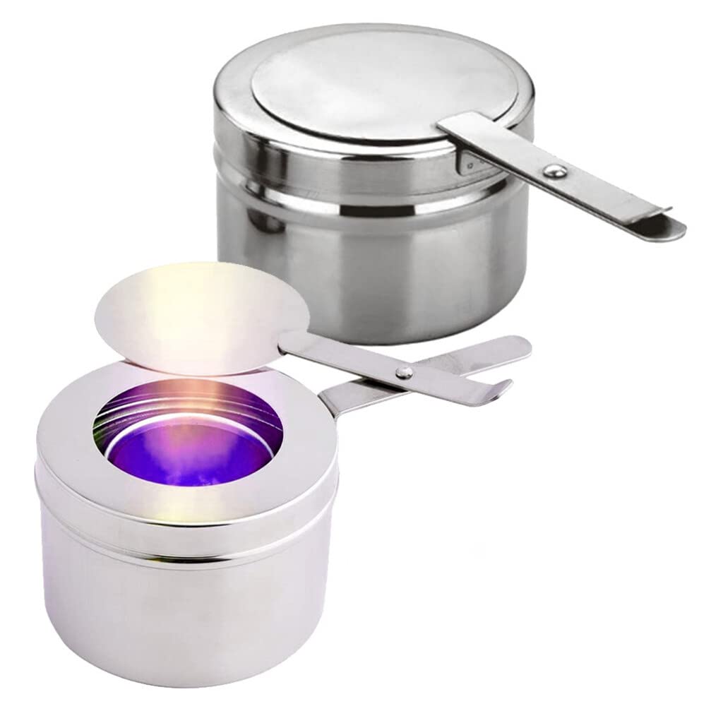 Homoyoyo 2pcs Fuel Holders for Chafing Dishes Stainless Steel Chafing Dish Canned Heat Holder Food Warming Trays Stainless Steel Fuel Holder with Wick Fuel Miniature Kit Kitchenware Heating