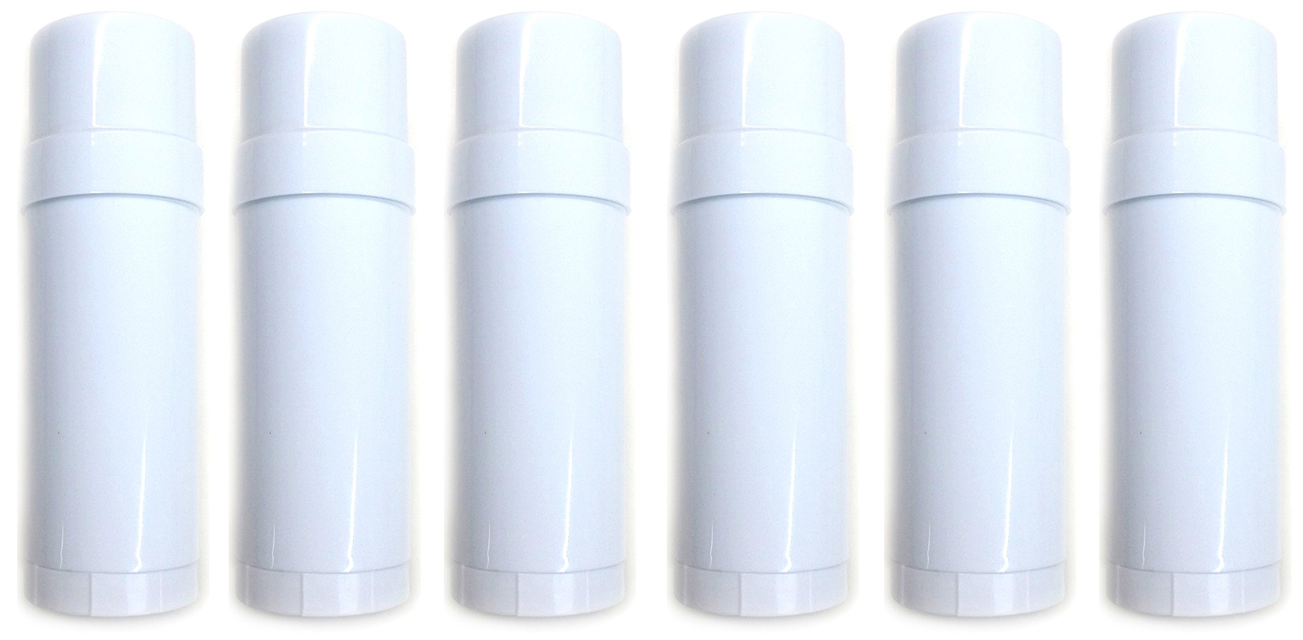 6 ct. Deodorant Twist-up Empty Containers (White) - for lotion bar, heel balm etc. (2 oz.)