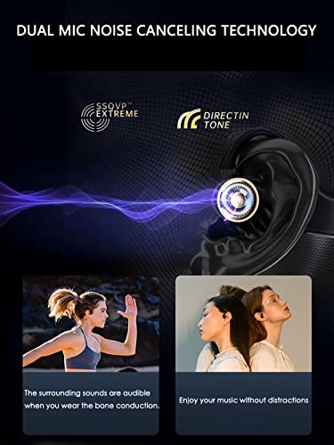 Gorbiller Bone Conduction Headphones,Open Ear Bluetooth Wireless Headphones with Microphone,Noise Canceling Sweatproof Ultralight Workout Headphones for Running,Working,Cycling,Driving,Gym (Black)