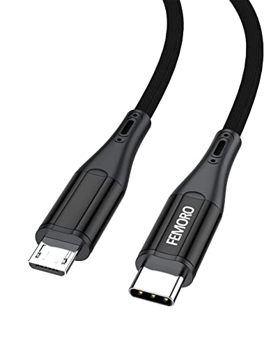 FEMORO USB C to Micro USB Cable, 3 Feet Micro USB to USB C Cable, 480Mbps OTG Braided Short Type C to Micro USB Cable, Compatible for MacBook Pro, Galaxy S22 S21 S10, Pixel 5 4 3 2, Kindle, LG, HTC
