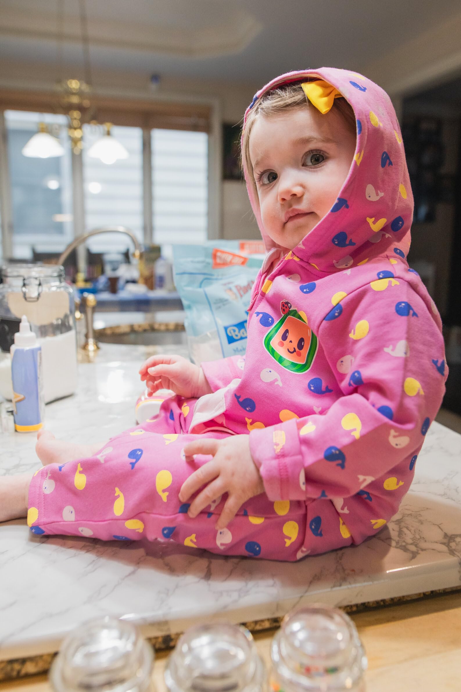 CoComelon Infant Baby Boys or Girls Fleece Coverall Pink 18 Months