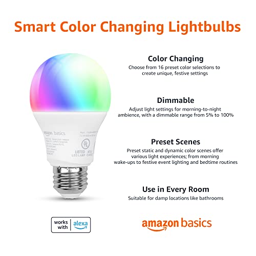 Echo (4th Gen)| Glacier White with Amazon Basics Smart Color Bulb