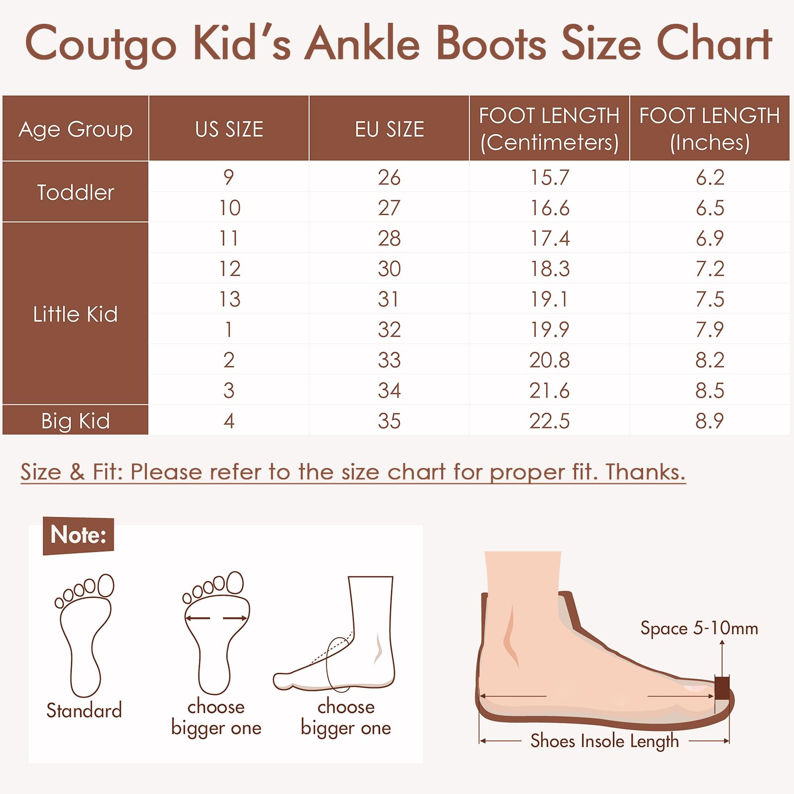Coutgo Girls Ankle Boots Kids Ruffle Dress Booties Fashion Chunky Side Zip Casual Shoes