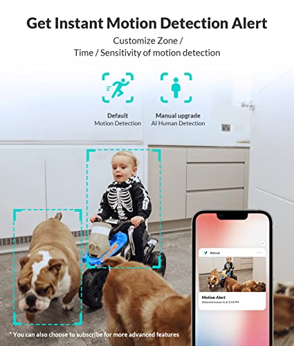 NETVUE Indoor Camera, 1080P FHD 2.4GHz WiFi Pet Camera, Home Camera for Pet/Baby, Dog Camera 2-Way Audio, Indoor Security Camera Night Vision, AI Human Detection, Cloud Storage/TF Card, Black