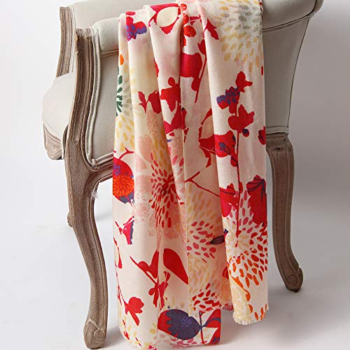 DANA XU 100% Pure Wool Pashmina Cashmere Long Travel Scarf Shawls And Wraps For Evening Dress Women Soft Warm Floral Blanket