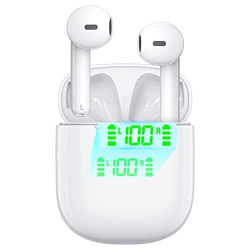 HINYCOM Wireless Earbuds, Bluetooth Headphones with Wireless Charging Case and LED Power Display Stereo Earphones with Type C, Smart Touch Control 40H Play Time Wireless Earphones for Sports and Work