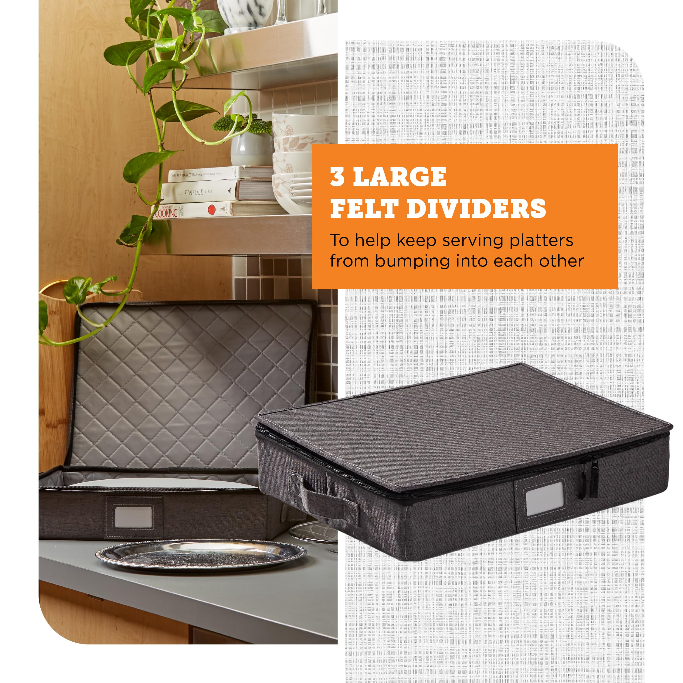 storageLAB China Storage Containers, Containers for Organizing, Hard Shell Case, Felt Plate Dividers, Moving Supplies, Storage Box, Wine, Dishes, Glasses Storage, Charger Plates Storage Containers