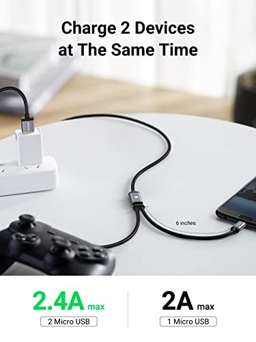 UGREEN Micro USB Cable, Splitter Dual Micro USB Charging Cable Data Sync and Power, Compatible with Two Android Phones Tablets PS4 Game Controller Samsung Galaxy Note LG Nexus, 3ft