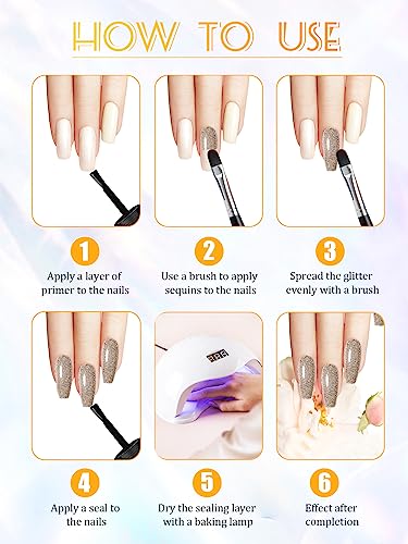 6 Boxes Holographic Nail Art Glitter Sequins Kits, CYHYII Nail Glitter Metallic Sequins Acrylic Dust Sequins Ultra-Thin Nail Art Sequins Sticker for Nail Design Nail Art Tips Decoration