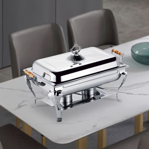Chafing Dish Tray Buffet Catering Chafers Catering Stainless Steel Chafer Chafing Dish Set Buffet Party Food Warmerfor buffet, wedding and other banquet events Silver