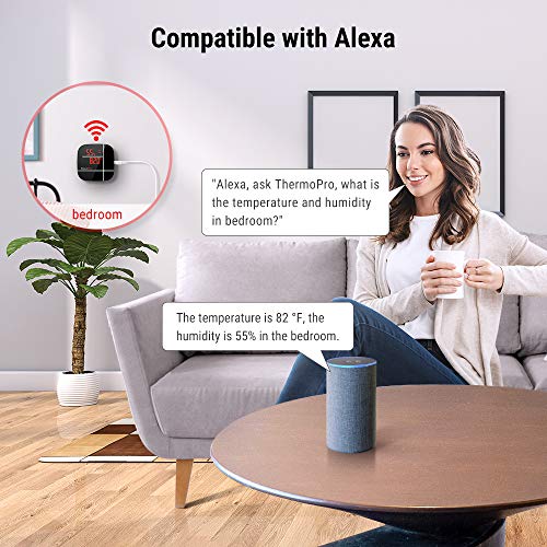 ThermoPro WiFi Thermometer Hygrometer TP90, Compatible with Alexa, Smart Humidity Temperature Sensor with App, Wireless Home Temperature and Humidity Monitor for Room Greenhouse Incubator Wine Cellar