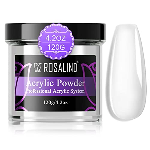 ROSALIND 4.2oz Clear Acrylic Nail Powder Clear Nail Acrylic Powder for Nail Acrylic Extension Professional Polymer Nail Acrylic Powder Clear Nails carving French Nail Extension, No Nail Lamp Needed