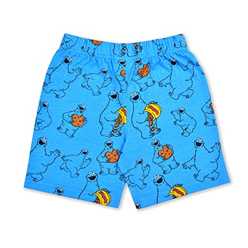 Sesame Street Elmo and Cookie Monster Boys 2 Piece T-Shirt and Short Set for Infant and Toddler- Red/Blue