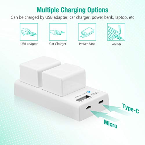 FirstPower Replace Arlo Pro Arlo Pro 2 Upgraded Rechargeable Battery VMA4400 2-Pack & Dual Quick LCD Charger for Arlo Pro, Arlo Pro 2, Arlo Go, Arlo Security Light Batteries