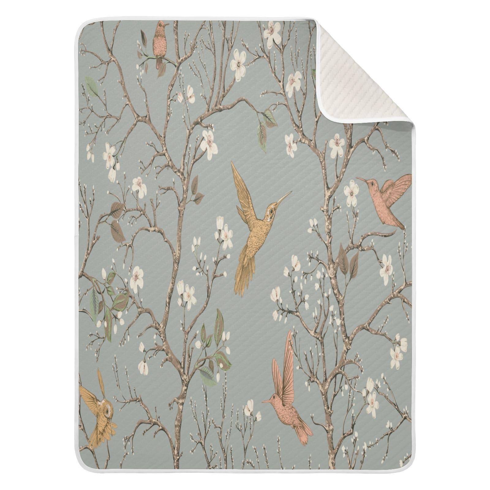 Kigai Floral Bird Pattern Baby Blanket for Boys Girls, Swaddle Blankets Soft Cozy Nursery Receiving Blankets Travel Blanket Throw Blankets for Toddler Newborn, 30 x 40 Inch