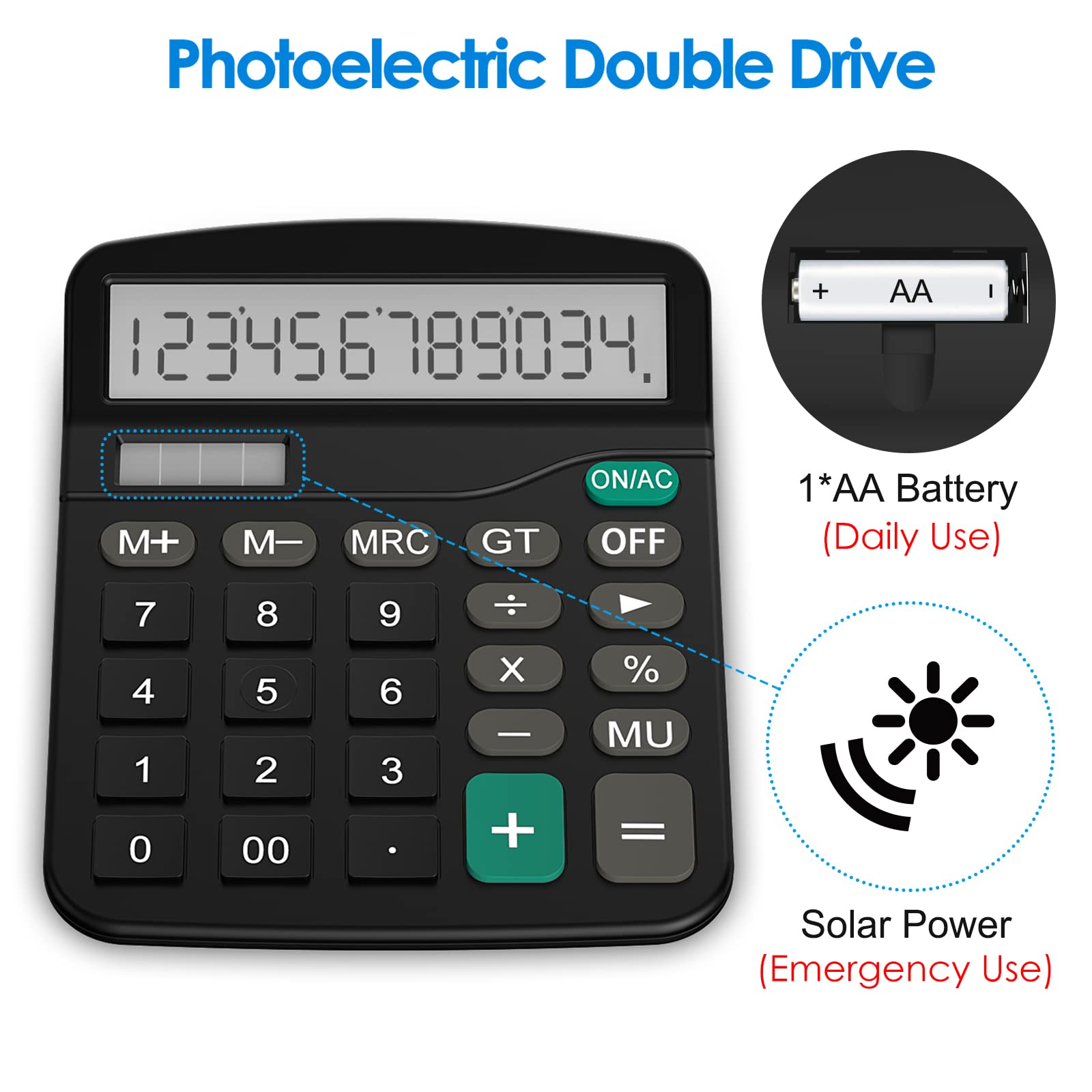 Helect Calculator, Standard Function Desktop Calculator, Black